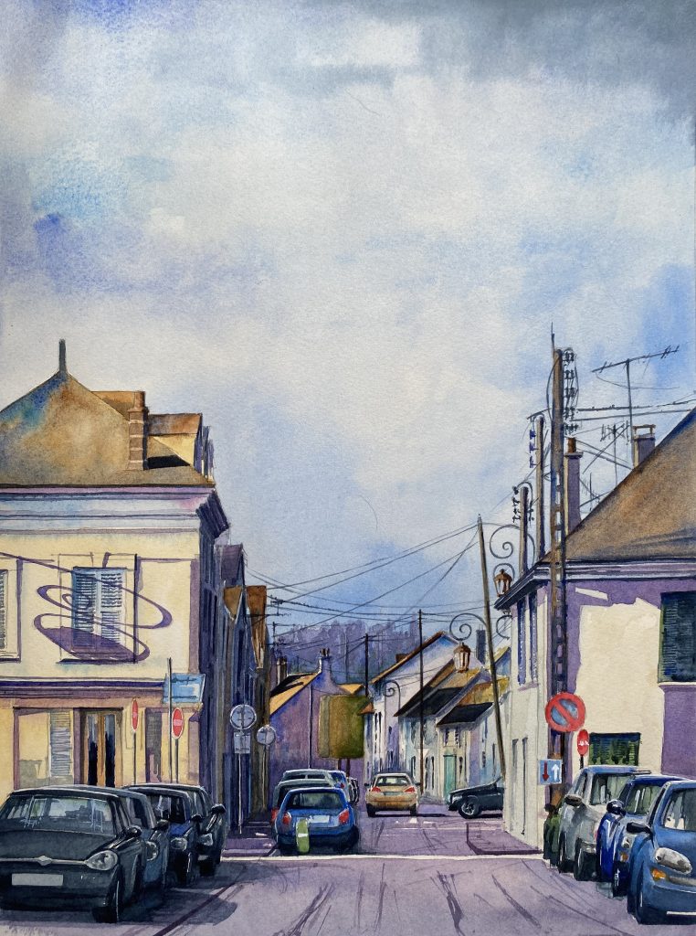 watercolour painting Milly, France - Gordon White Art